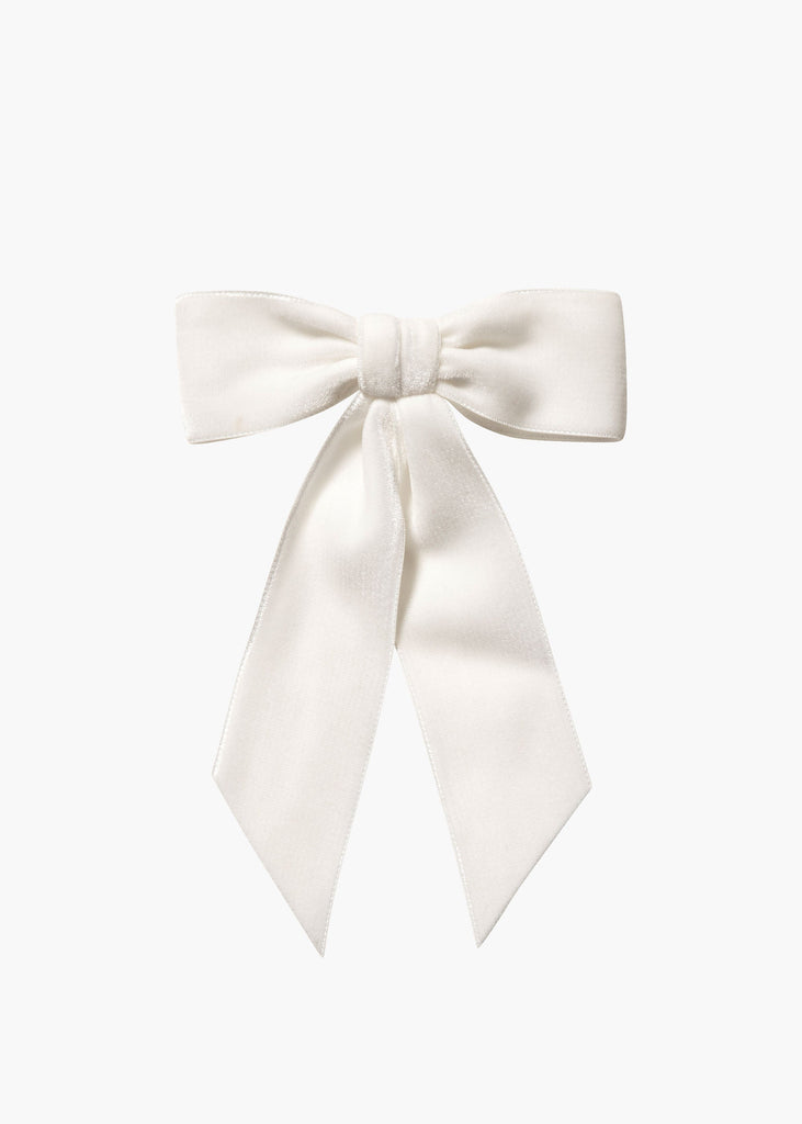 Wide Velvet Bow Barrette -- Cream – Jennifer Behr LLC