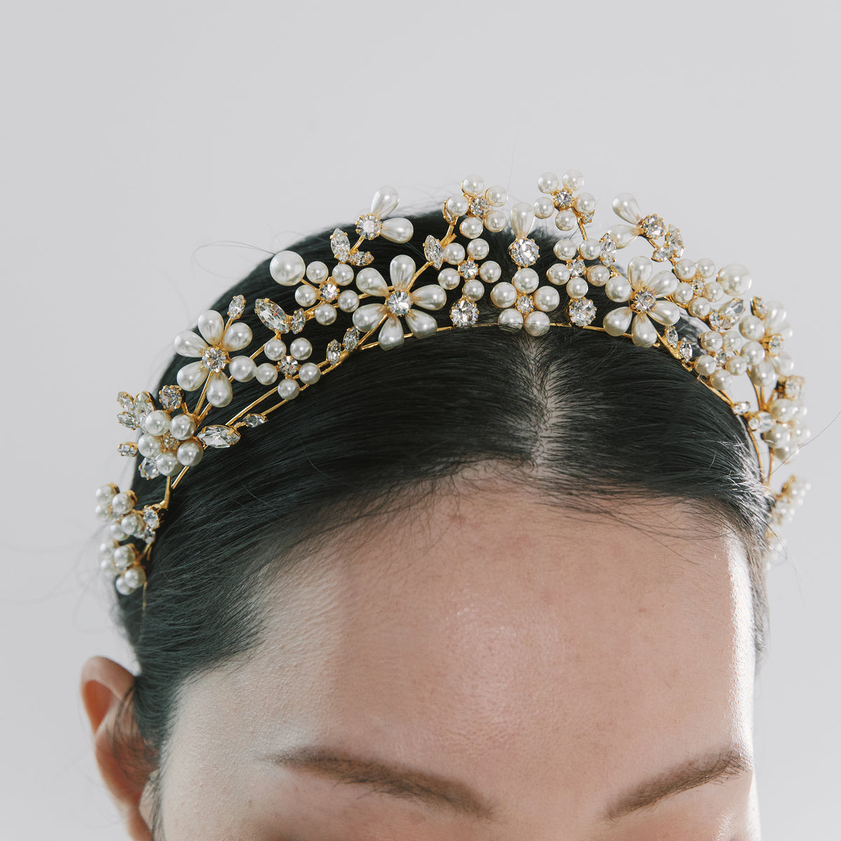 Laena Tiara -- Crystal Antique Gold – Jennifer Behr LLC